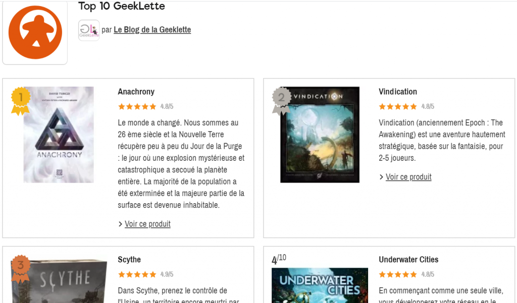 Top 10 de GeekLette – Board Game